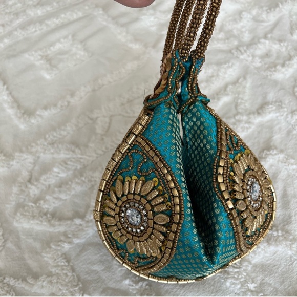 Bags | Fortune Cookie Elegant Teal And Gold Womens Bag | Poshmark